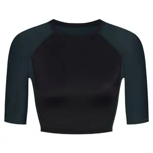 NIKESKIMS Shine Padded 1/2-sleeve Crop Top 'obsidian/dark Teal - Black