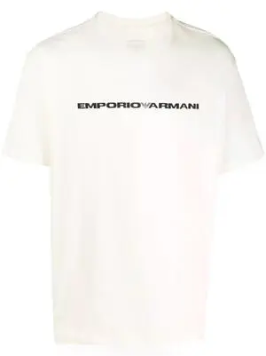 Emporio Armani Logo-print Cotton T-shirt - Neutrals