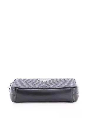 Prada Double Zip Wallet On Chain Crossbody Chevron Leather Mini Shoulder Bag