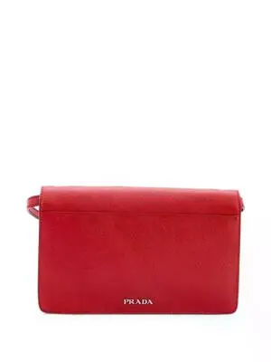 Prada Saffiano Leather Turn Lock Wallet Crossbody Bag