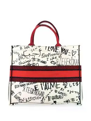 Dior Embroidered Canvas Medium Tote Bag - Multicolour