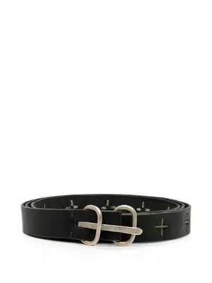 MA+ Cross-embellished Leather Belt - Black