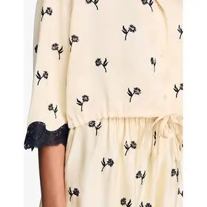 Sandro Floral Embroidered Woven Shirt