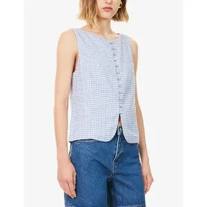 REFORMATION Addison Gingham Linen Top