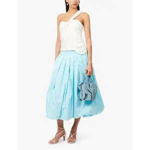 Simkhai Winsor Puffball-hem Cotton-blend Midi Skirt
