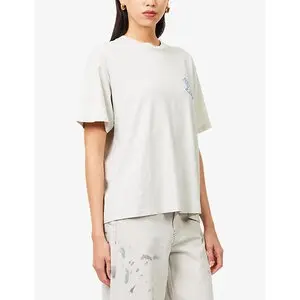 ANINE BING Cade Wave-logo Cotton T-shirt