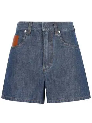 Fendi High-waisted Denim Shorts With Adjustable Features - Blu