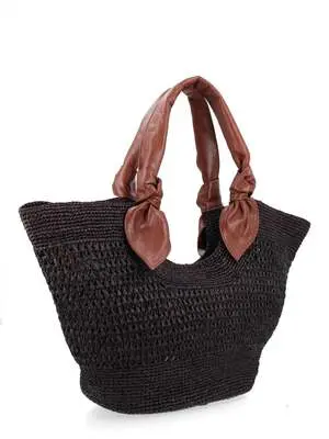 Hereu Mini Raffia And Lambskin Shoulder Bag - Brown