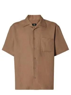 Fendi S Short Sleeve Bowling Shirt With Embroidered Logo Size
