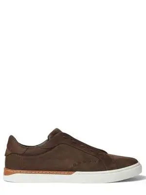 Fendi Embellished Leather Sneakers - Marrone