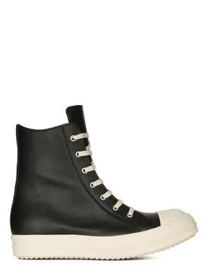Rick Owens Elevated Front Lace-up Sneakers With Zip Detail - Nero