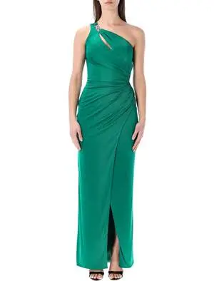 Versace VERSACE One-Shoulder Draped Gown Emerald