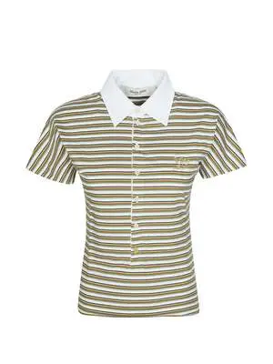 GOLDEN GOOSE Striped Cotton Polo Shirt - Multicolor