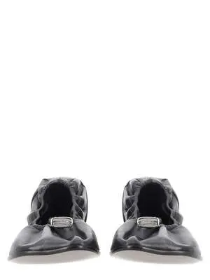 MAISON MARGIELA Ruched Ballet Flats - Black