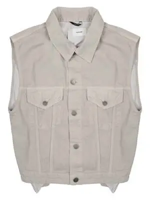 HAIKURE Cotton Gilet With Satin Insert For - Beige