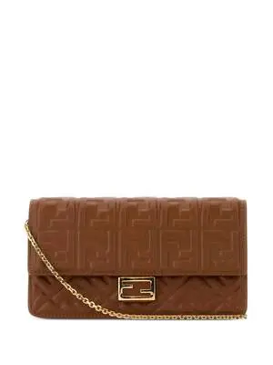 Fendi Mini Embossed Ff Motif Bag - Marrone