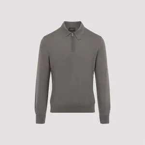 Brioni Long Sleeves Zip Polo For - Brown