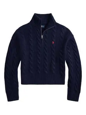 Polo Ralph Lauren Rib-knit Quarter-zip Sweater For Size - Blu