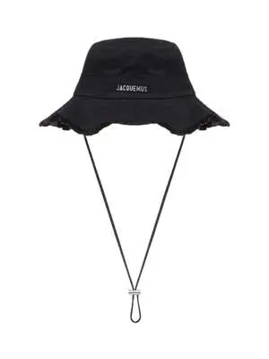 Jacquemus Frayed Edge Bucket Hat With Adjustable Drawstring