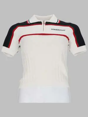 Casablanca Slim Fit Tennis Polo - White