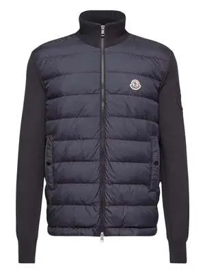 Moncler Quilted Zip-up Knit Jacket - Black