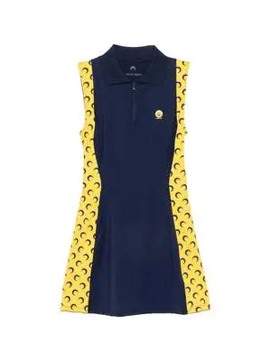 MARINE SERRE Ribbed Half-zip Polo For - Blu