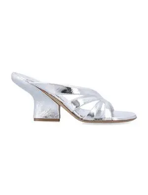 Dries Van Noten Metallic Leather Heeled Sandals