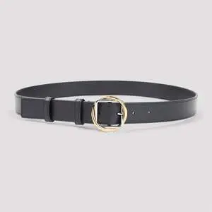 Jacquemus Mini Leather Belt With Gold Tone Hardware - Black