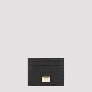 Dolce & Gabbana Leather Card Holder With Logo Plaque - Black