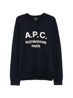 A.p.c. Contrasting Logo Pullover Sweater - Blu