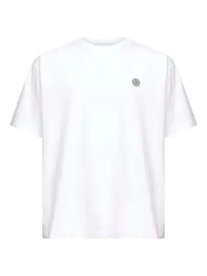 Stone Island Ribbed Neckline Graphic Tee Size - Bianco