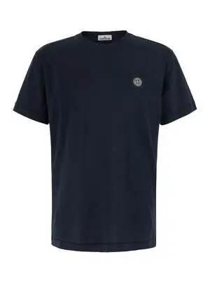 Stone Island Slim Fit Ribbed Neckline T-shirt Size - Blu