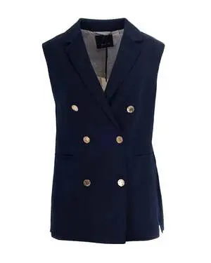 Max Mara Sleeveless Double Breasted Linen Jacket - Blu Notte