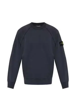 Stone Island Ribbed Neckline Sweater With Raglan Sleeves - Blu