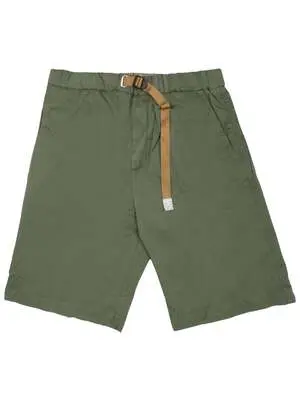 WHITE SAND Belted Cotton Blend Shorts - Green
