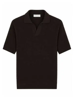LUIGI GENTILE Knit Short Sleeve Polo Shirt - Brown