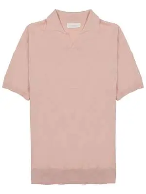 LUIGI GENTILE Knit Short Sleeve Polo Shirt - Pink