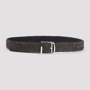 Brioni Braided Leather Belt - Brown