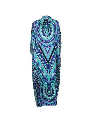 Emilio Pucci Silk Printed Trim Shirt - Blu