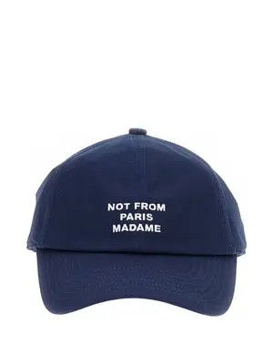 Drole De Monsieur Embroidered Front Cotton Accessory Hat For - Blu