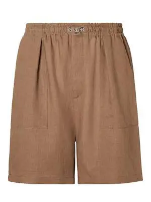 Fendi Linen Shorts With Drawstring Waist - Marrone