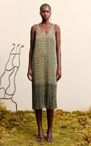 ALEMAIS Alberto Beaded Woven Midi Dress