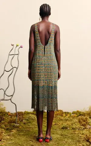 ALEMAIS Alberto Beaded Woven Midi Dress