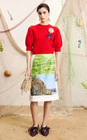 ALEMAIS Bermuda Buttercup Graphic Cotton Midi Skirt