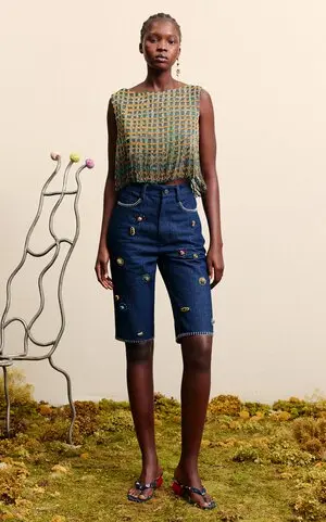 ALEMAIS Alberto Beaded Woven Crop Top
