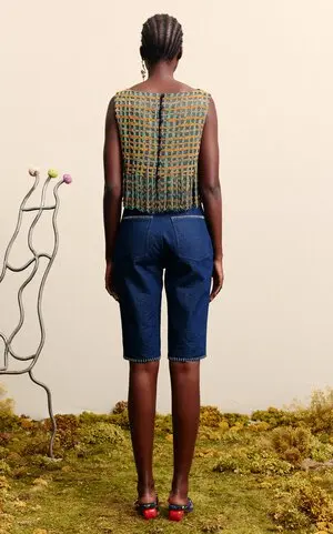 ALEMAIS Alberto Beaded Woven Crop Top
