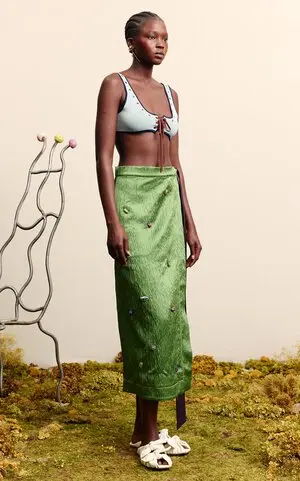 ALEMAIS Manni Embellished Crepe Wrap Skirt