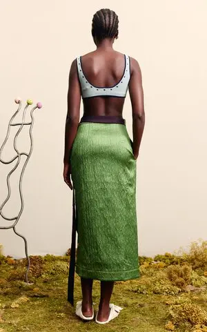 ALEMAIS Manni Embellished Crepe Wrap Skirt