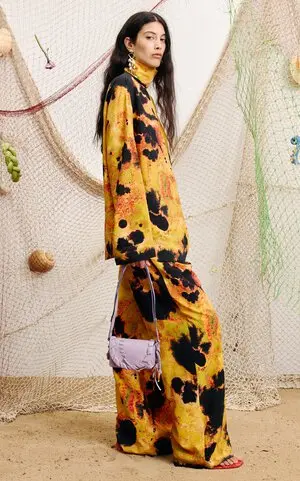 ALEMAIS Salma Draped Silk-blend Wide-leg Pants