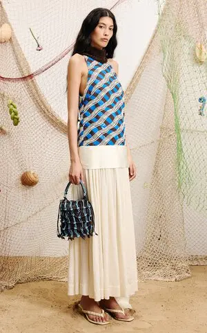 ALEMAIS Basilia Beaded Cotton Maxi Dress